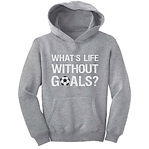 Tstars What's Life Without Goals Soccer Gifts Hoodie for Boys Girls Kids Hoodies Medium Gray