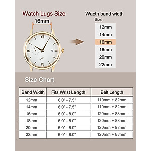 uxcell Black Genuine Leather Band 14mm Width, Flat Thin Elegant Leather Watch Strap for Women
