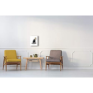 Blanche Gifts Black and White Banksy DJ Thinking Monkey Sitting on Toilet Seat Canvas Wall Art Print – Stretched on Wooden Frame and Ready to Hang – Size 12 x 16 in