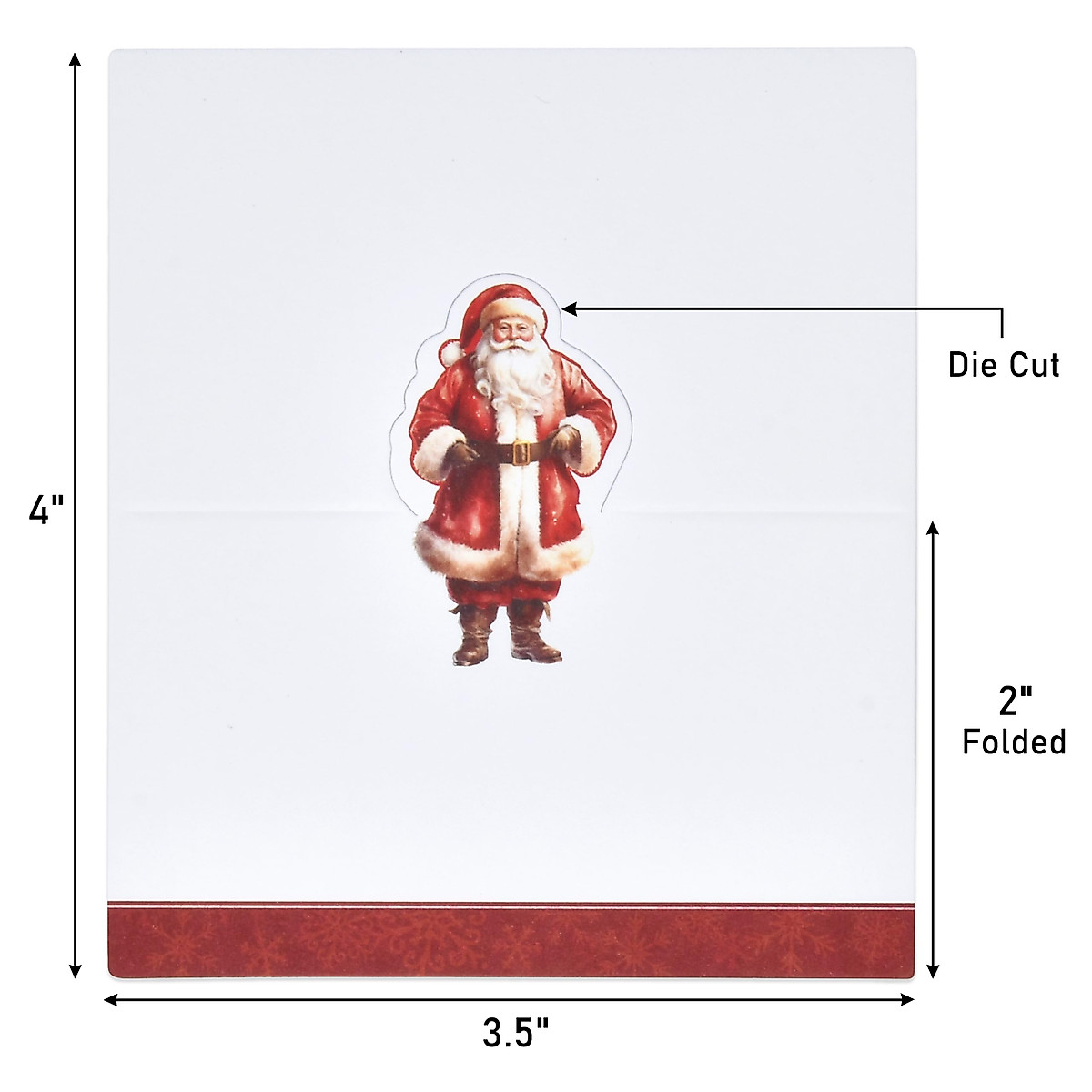 100 Pack Christmas Place Cards Holiday Seating Name Card Die Cut Xmas Santa Claus Table Setting Folded Paper Tent Cards for Winter Dinner Wedding Tables Placement Party Decorations 2" x 3.5"