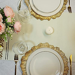 Umisriro Gold Charger Plates,13 Inch Metallic Reef Plastic Chargers for Dinner Plate, Decorative Chargers for Wedding,Elegant Parties, Banquets and Table Decor(Set Of 6)