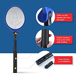 𝟮𝟬𝟮𝟯 𝐔𝐩𝐠𝐫𝐚𝐝𝐞𝐝 Electric Fly Swatter Indoor, Retractable Bug Zapper Racket Powerful Mosquitoes Trap, USB Rechargeable Fly Killer, Pest Control for Home, Bedroom, Kitchen, Patio