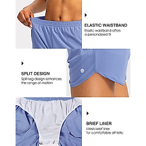 G Gradual Women's Running Shorts with Zipper Pockets Quick Dry Athletic Workout Gym 3" Short Shorts for Women with Comfy Liner (light blue, Medium)