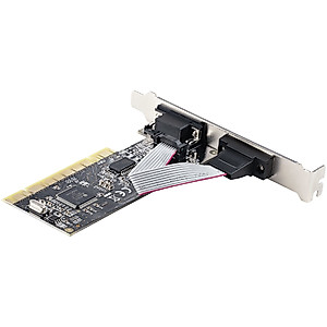 StarTech.com 2-Port PCI RS232 Serial Adapter Card - PCI Serial Port Expansion Controller Card - PCI to Dual Serial DB9 Card - Standard (Installed) & Low Profile Brackets - Windows/Linux (PCI2S5502)