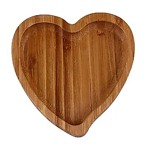 BESPORTBLE Bamboo Tray Plate Heart Shaped Plates Bamboo Dish for Snack Dessert Cookie Food (7.8 * 7.2 in)