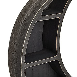 Farmlyn Creek 2 Pack Wooden Moon Shelf, Rustic Wall Home Decor, Crystal Holder for Stones Display and Essential Oils (10 x 10 x 2 in)