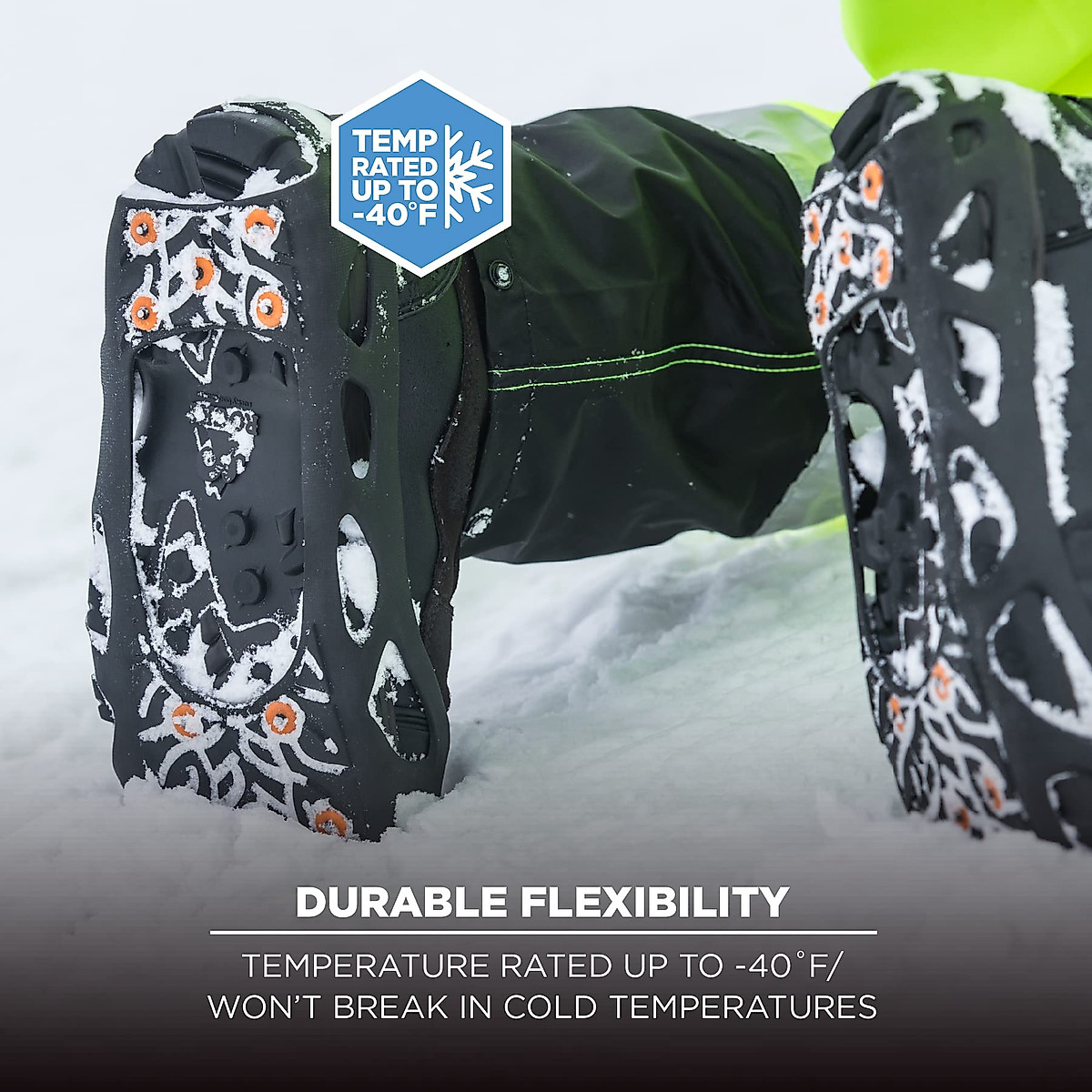 Ergodyne TREX 6304 Step In Ice Traction Cleat with 12 Carbon Steel Spike Grips,Black,Medium