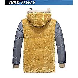 TACVASEN Men's Parka Jacket Winter Warm Fleece Liner Snow Ski Hiking Coats Hooded Khaki, L