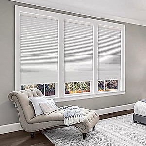 MaKefeile Blackout Cordless Cellular Shades 44" W x 64" H Honeycomb Pleated Shade Insulation Room Darkening Blinds for Home Bedroom Living Room Windows Easy to Install White