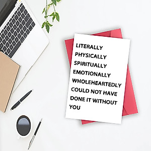 YiKaLus Funny Thank You Card for Mentor Coworkers, Great Thank You Gift Ideas for Women Men, Happy Wedding Thank You Card for Best Friends, Literally Could Not Have Done It Without You