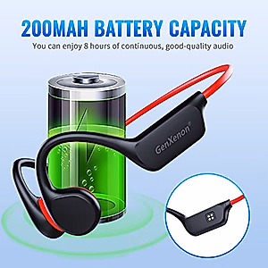 GenXenon Bone Conduction Headphones Bluetooth 5.3 Open Ear Wireless Running IPX8 Waterproof Underwater Swimming with Mic Built-in 32G MP3 for Workout(Black-red), X7-Blackred, X7-Swim-blackred