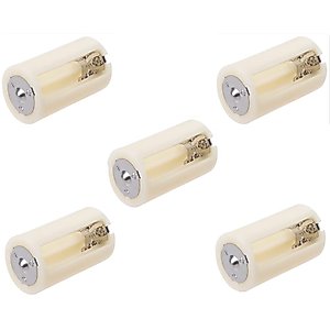 GFORTUN 5PCS 3x1.5V AA to D Size Parallel Battery Convertor Adapter Holder Connection Off White Cylinder Battery Storage Case for Flashlight