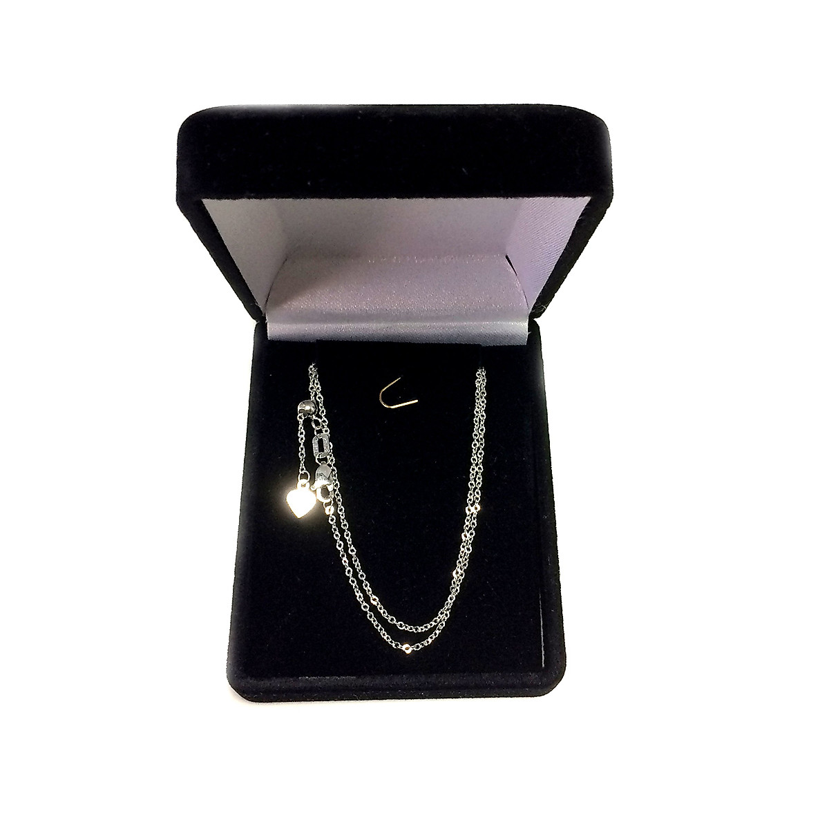 Jewelry Affairs 14k White Real Gold Adjustable Singapore Link Chain Necklace, 1.15mm, 22"