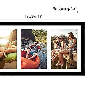 Americanflat 8x20 Collage Picture Frame in Black - Displays Four 4x6 Frame Openings - Engineered Wood Picture Frame with Shatter Resistant Glass, and Includes Hanging Hardware for Wall