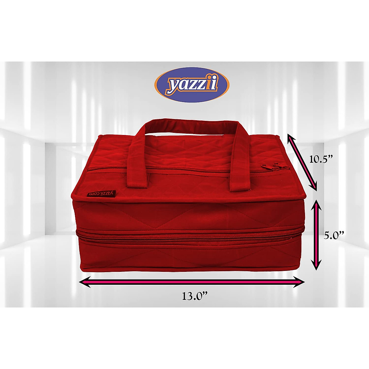Yazzii Quilter’s Project Bag with 19 Pockets - Storage Craft Bag Organizer - Craft Organizers & Storage for Quilting, Sewing & More -Red