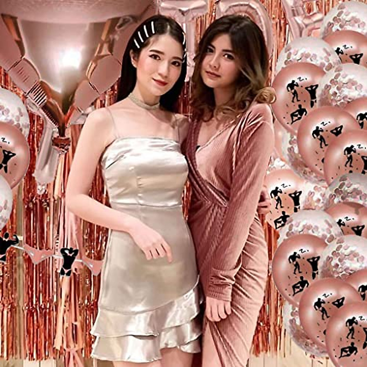 Bachelorette Party decorations| Rose Gold Bridal Shower supplies I Bride To be foil balloons Straws Cups Napkins Banner Swirls Dancing Men Confetti Balloons I Funny Final Fiesta Bride to be Favors