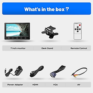 APROTII 7 Inch Small Monitor HDMI, 1024x600 Mini Monitor LCD HDMI Screen, HDMI VGA AV Portable Mini HD Color Screen Display Built-in Speaker