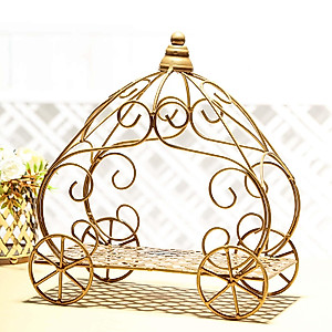 Tableclothsfactory 11" Gold Cinderella Pumpkin Carriage Centerpiece, Decorative Princess Carriage