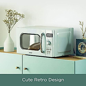 COMFEE' Retro Small Microwave Oven With Compact Size, 9 Preset Menus, Position-Memory Turntable, Mute Function, Countertop Microwave For Small Spaces, 0.7 Cu Ft/700W, Green, AM720C2RA-G