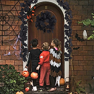 RECUTMS Fall Maple Leaf Garland Hanging Black Fall Leaves Vine Artificial Autumn Garland Halloween Thanksgiving Decor for Home (Black)