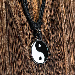 BlueRica Yin and Yang on Adjustable Cord Necklace