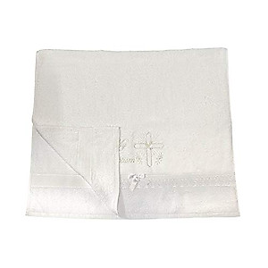 Pink Princess - White Baptism Towel for Boys and Girls - 100% Cotton for Christening Godchild Gift LDS