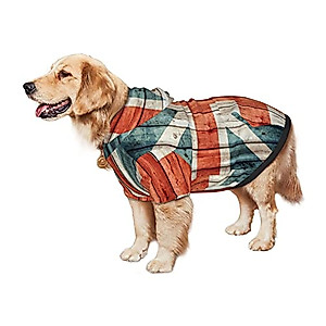 Large Dog Hoodie England-Flag-Old-Wooden Pet Clothes Sweater with Hat Soft Cat Outfit Coat Large