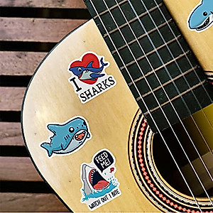 Cute Shark Stickers for Kids Boys, Cool Ocean Shark Stickers Pack,50Pcs FDCcX Vinyl Waterproof Sticker Pack for Water Bottles, Laptop, Scrapbook, Funny Stickers for Kids Teens Adults (Shark)