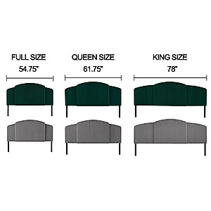 Ball&Cast Bed Headboard Velvet Upholsted Curved Top Design Full/Queen/King Size 3 in 1,Heights from 37 to 49 inch Adjustable Emerald Green Set of 1