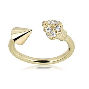 AVORA 10K Yellow Gold Simulated Diamond CZ Spiked Lucky Horseshoe Eyebrow Body Jewelry -018 Gauge