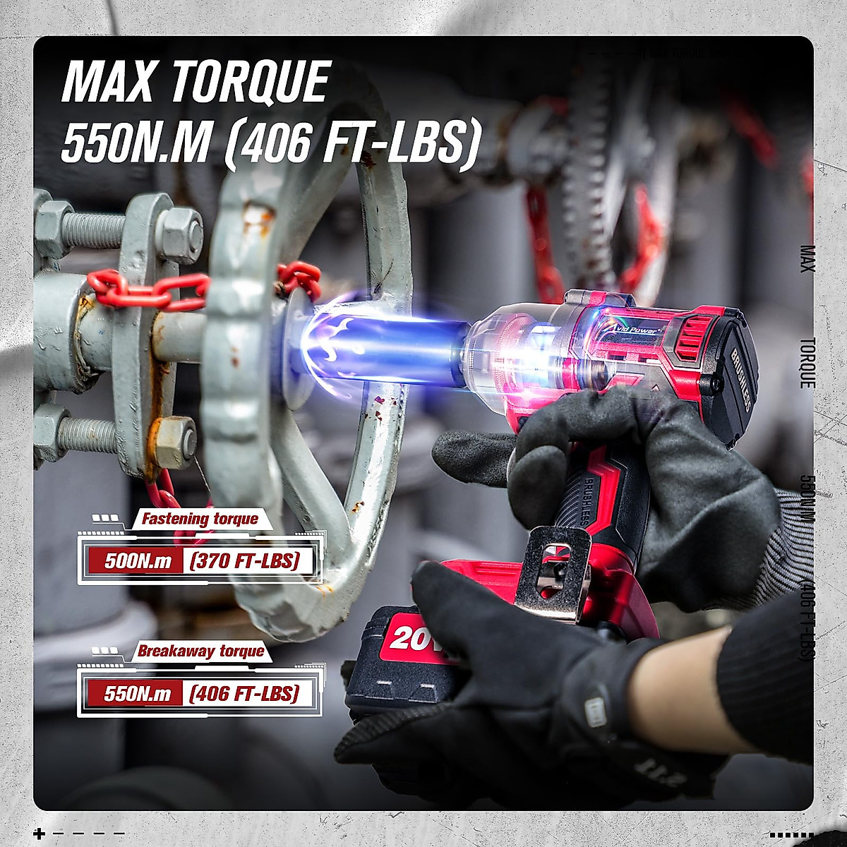 AVID POWER 1/2 Impact Wrench Brushless, 20V Cordless Impact Gun w/ 3 Variable Speeds, Max Torque 370ft-lbs (500N.m), 3.0Ah Li-ion Battery, 4Pcs Impact Sockets, Fast Charger