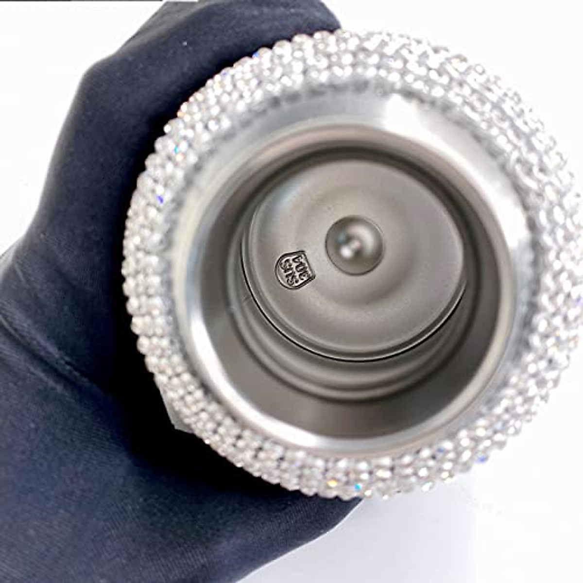 CLOTHIUM Diamond Water Bottle230ml,Leak-proof Rhinestone Studded Insulated Tumbler,Heat Resistant Crystal Water Glass with Lanyard for Birthday Christmas (Silver,one size)