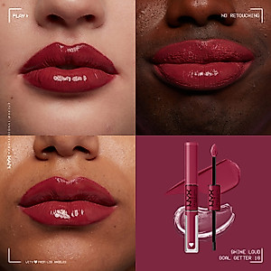 NYX PROFESSIONAL MAKEUP Shine Loud, Long-Lasting Liquid Lipstick with Clear Lip Gloss - Goal Getter (Deep Raspberry)