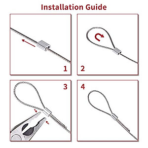 26ELE Picture Hanging Wire 50lb, Heavy Duty Stainless Steel Wire Rope for Hanging Picture Frame Mirror and Wall Art, Strong Metal Wire 100Feet with 20PCS Aluminum Crimping Sleeves