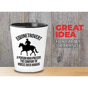 Flairy Land Equestrian Shot Glass 1.5oz - Equinetrovert - Horse Gifts for Women Cowgirl Horse Riding Horseback Rider Equestrian Horsewoman Horseman