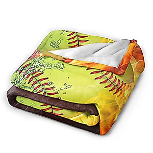 Sherpa Throw Blanket Fire Softball Fluffy Soft Cozy Fleece Plush Throw Blankets for Couch Sofa Home Bedding Decorations 50"x60"