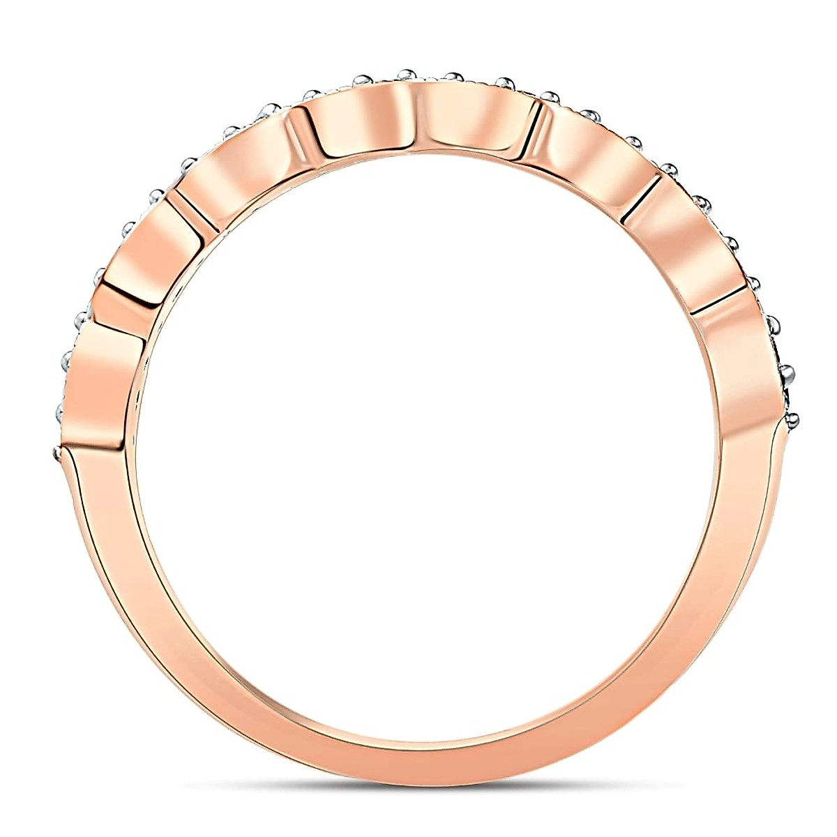P3 POMPEII3 1/5 cttw Diamond Stackable Womens Wedding Ring 14k Rose Gold - Size 6