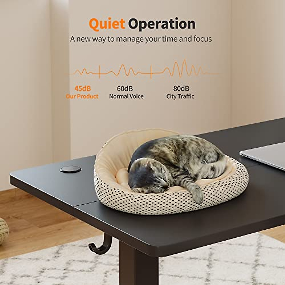 Cubiker 40 x 24 Inch Standing Desk, Stand up Height Adjustable Home Office Electric Table, Sit Stand Desk with Splice Board, Black Frame & Black Desktop