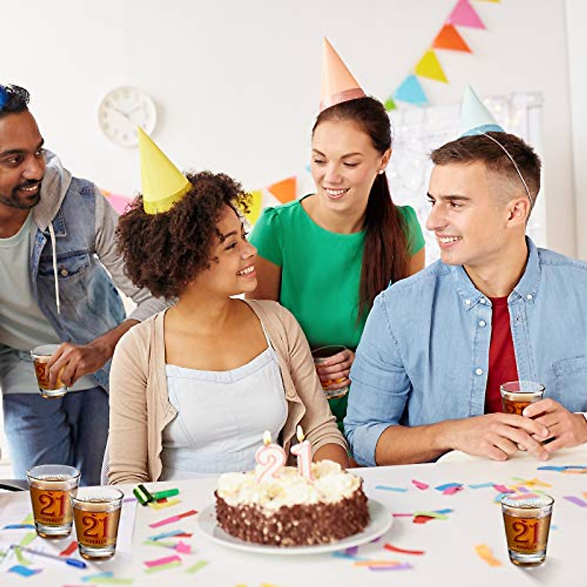 2 Pieces Finally 21 Shot Glass 2 oz 21st Birthday Shot Glass Decoration for Celebrating Friends Sisters Women Turning Twenty One Party Supplies