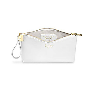 KATIE LOXTON Be-You-Tiful Womens Vegan Leather Secret Message Pouch Clutch White
