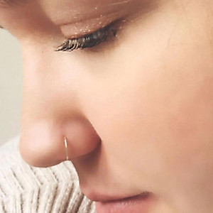 14k Rose Gold Hoop Earring Cartilage or Nose Piercings Choose From 4 Sizes - Petite Earrings 22 or 20 Gauge For Sensitive Ears Nickel Free (20G 5/16")