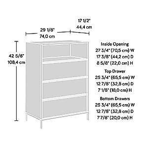 Sauder Boulevard Café 3-Drawer Chest, L: 29.13" x W: 17.48" x H: 42.68", Black Finish