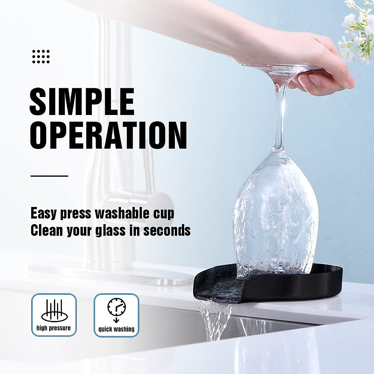 ARRISEA Metal Faucet Glass Rinser for Kitchen Sink, Matte Black Cup Rinser, Kitchen Sink Accessories, Bottle Washer