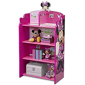 Delta Children Wooden Playhouse 4-Shelf Bookcase for Kids, Minnie Mouse