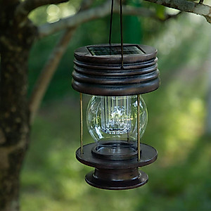 Hanging Solar Garden Lights Outdoor - 8.3” Solar Powered Waterproof Retro Christmas Lanterns, Bright Landscape Lamp, 30 Lumen, 2 Pack, Great Decor for Patio, Yard, Garden and Table (Warm White)