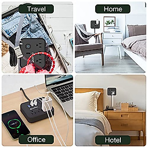 QWOZUEO Power Strip with USB, Outlet Extender with Night Light, 3 Outlet 3 USB Ports Desktop Charging Station, 4 ft Smart Power Strip, Small and Portable Travel Extension Cord for Home Office Hotel