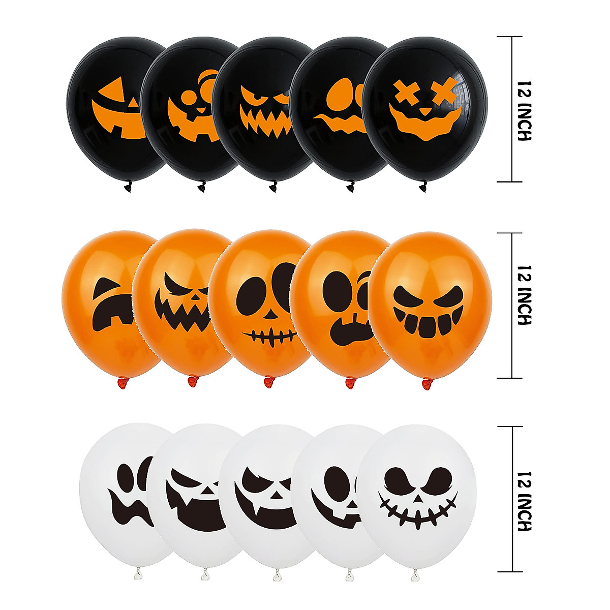 TUWUNA Halloween Party Decoration 60Pcs Halloween Balloons 12 Inch Latex Balloons 15 Styles Pumpkin and Ghost Face Balloon for Kids Birthday Party Favor Supplies Decorations Perfect for Your Party