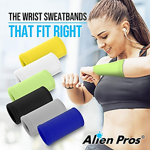 ALIEN PROS Performance Wrist Bands for Working Out 3 Pairs - The Wrist sweatbands That fit Right and Absorb Your Sweat Instantly - All Around Wrist Protection Sweat Bands Wristbands Pack of 3 Pairs