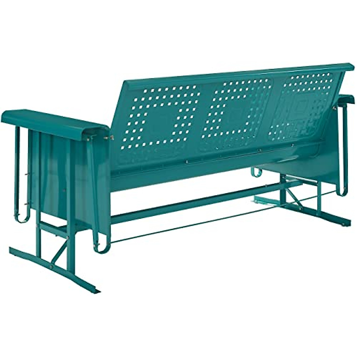 Crosley Furniture CO1023-TU Bates Retro Metal Outdoor Sofa Glider, Turquoise Gloss