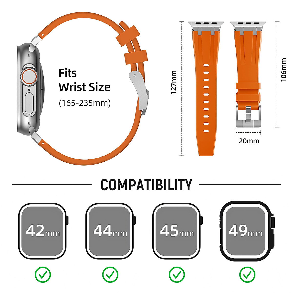 Soft Silicone Sport Strap Compatible with Apple Watch Ultra Band 49mm 46mm 45mm 44mm 42mm, Man Woman Waterproof Replacement Wristbands, for iWatch Series 10 9 8 7 6 5 4 3 2 1 SE Ultra 2